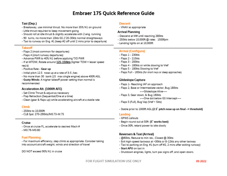 Embraer 175 Flight Operations Guide | PDF | Flap (Aeronautics ...