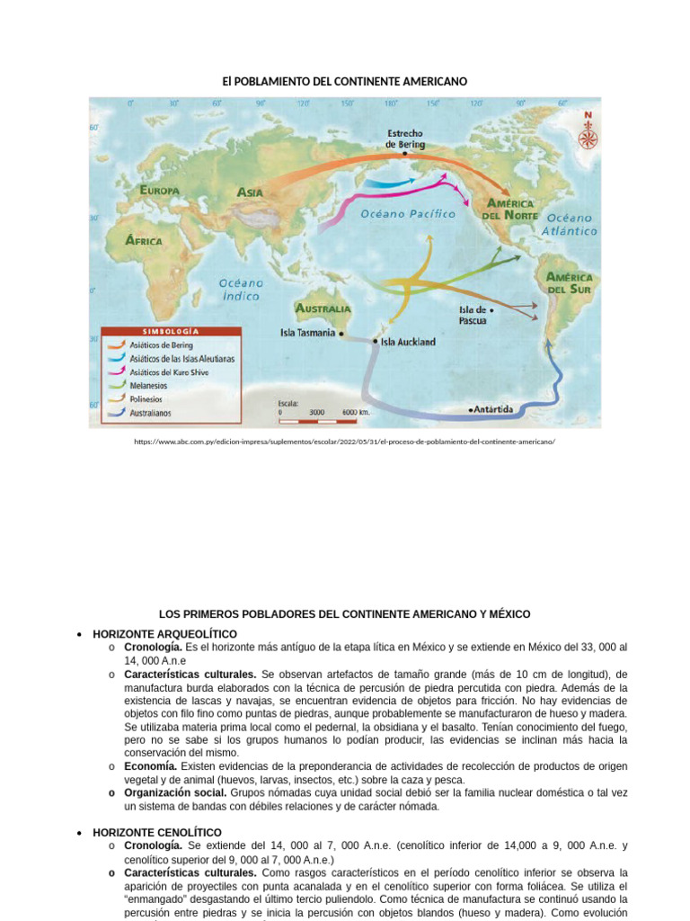 El POBLAMIENTO DEL CONTINENTE AMERICANO | PDF | Sociedad | Agricultura
