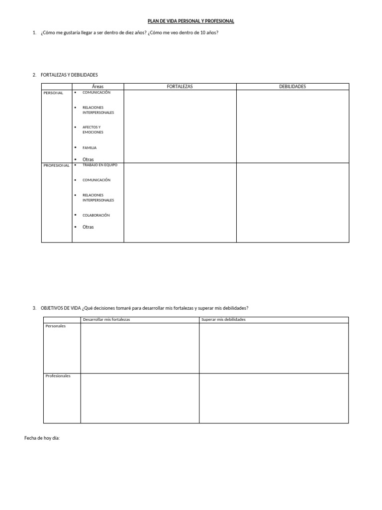 Ficha de Trabajo 5 - Plan Personal | PDF | Crecimiento personal y ...