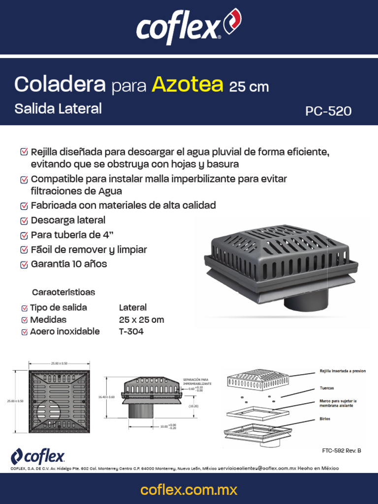 Coladera Azotea 25cm Salida Lateral | PDF