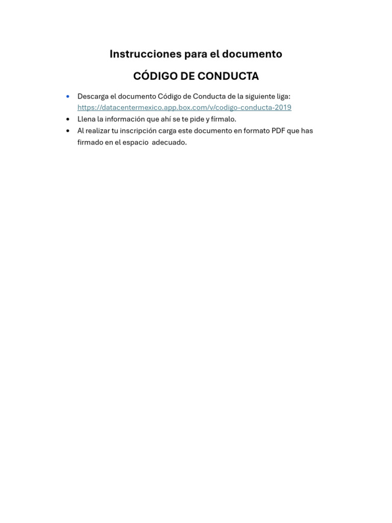 Instrucciones para Código de Conducta | PDF