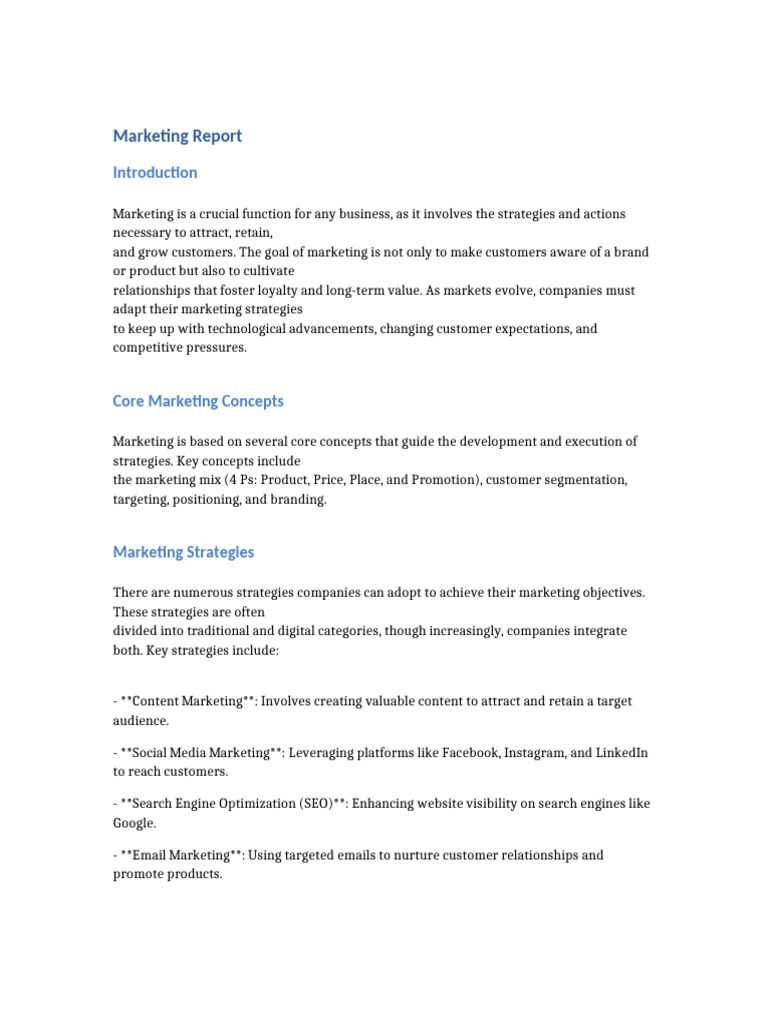 Marketing_Report | PDF | Market Segmentation | Digital Marketing