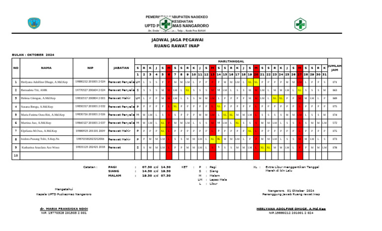 Jadwal Jaga Bulanan Rri 2024 | PDF