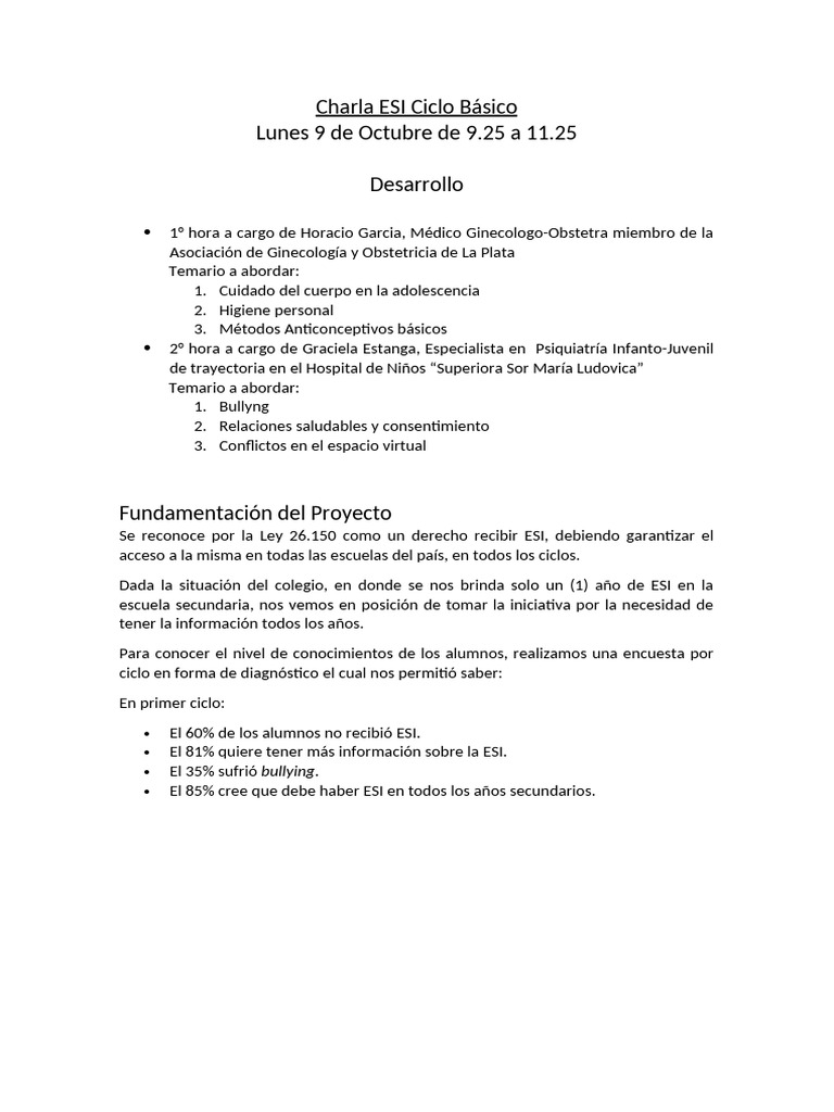 Charla ESI Ciclo Básico | PDF