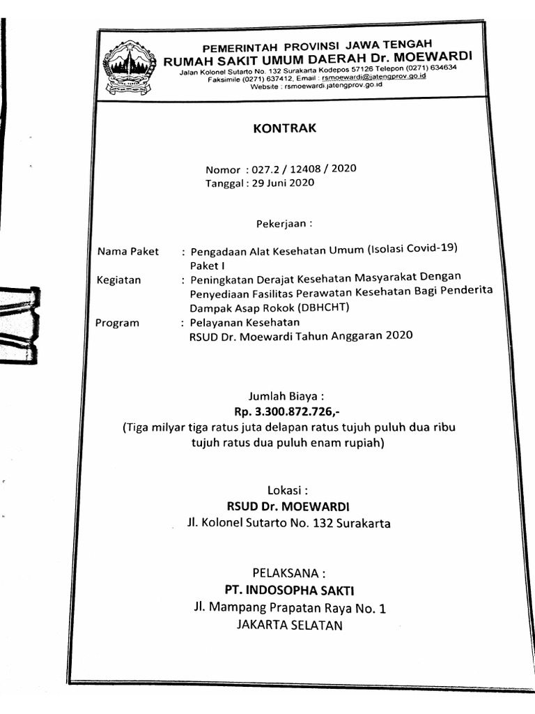 Covid Indosopha Pengadaan Alkes Covid Paket 1 | PDF