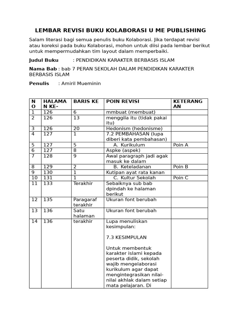 Lembar Revisi Buku Kolaborasi U Me Publishing | PDF