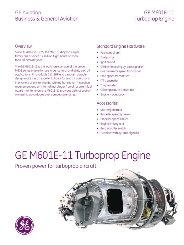 61416_m601e11_datasheet | PDF | Horsepower | Aircraft