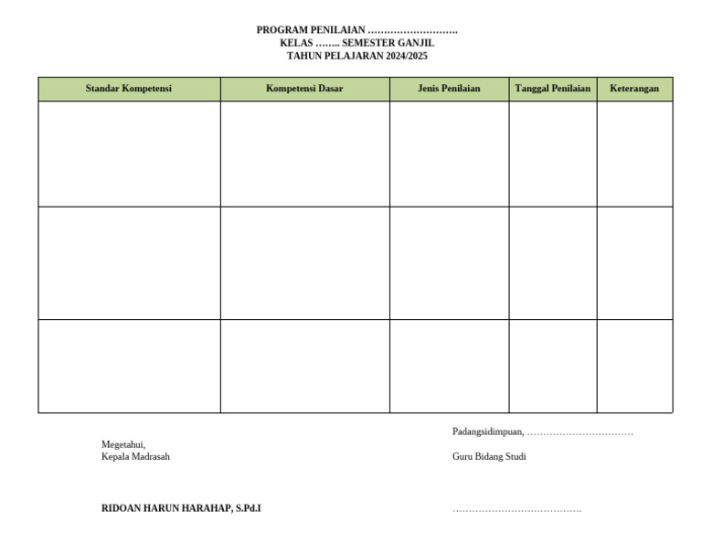 Program Penilaian k13 | PDF