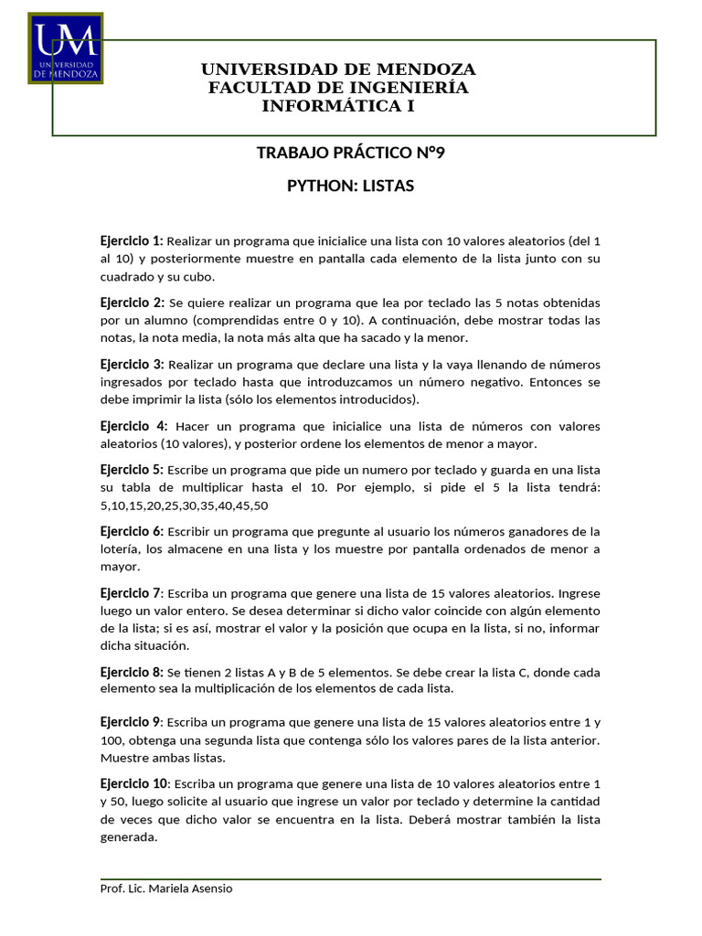 Trabajo Práctico 9 - Python 2024 | PDF
