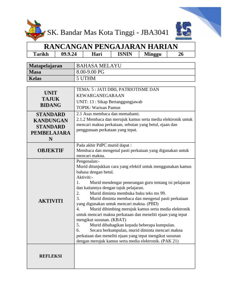 Format RPH Terkini | PDF