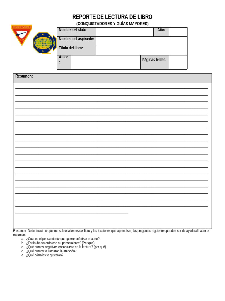 Formato de Reporte de Lectura | PDF