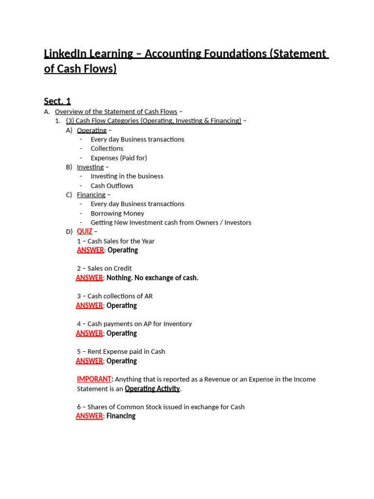 LinkedIn Learning – Accounting Foundations (Statement of Cash Flows ...