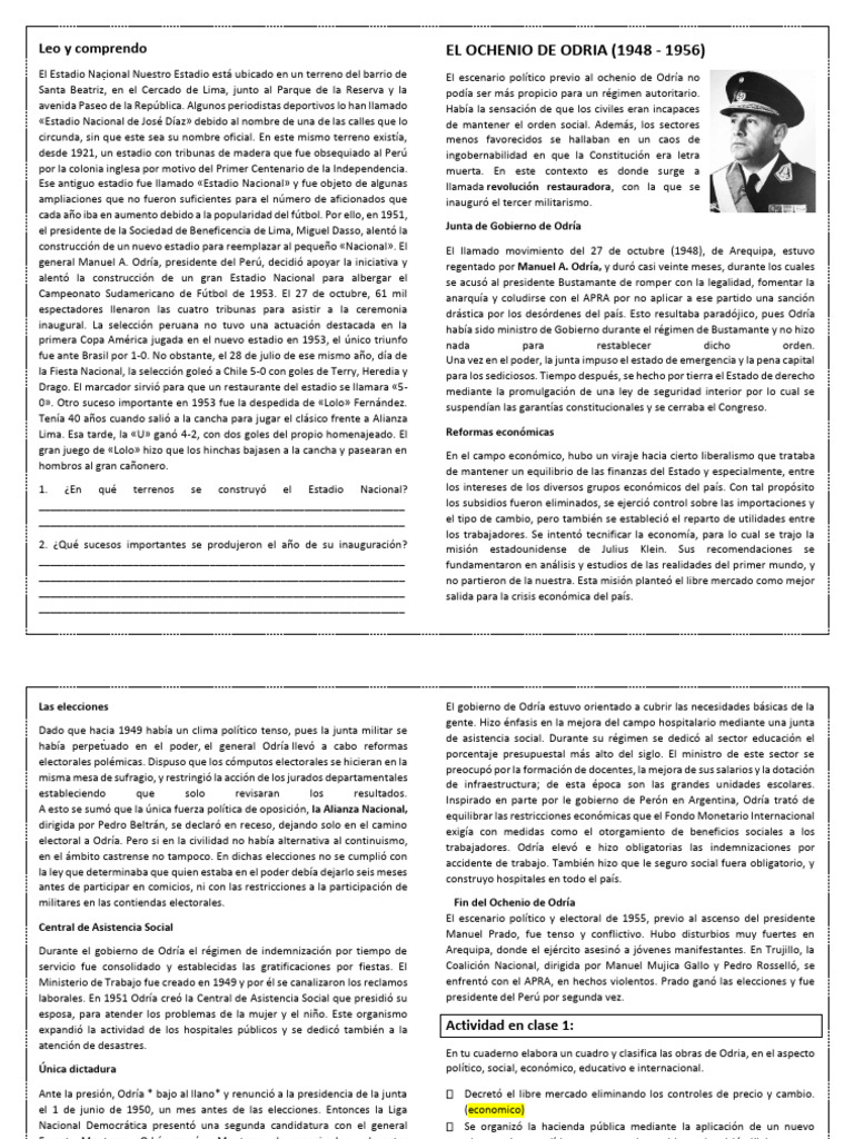 Odría y el Estadio Nacional de Lima | PDF