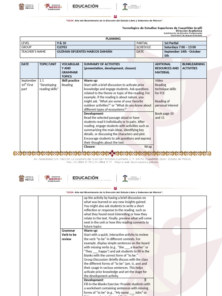 Cle9s3 Lessonplan 2024 2 | PDF | Reading Comprehension | Rhetoric