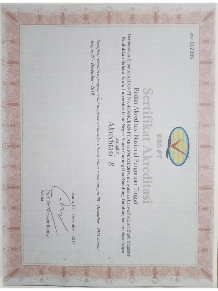 Sertifikat Akreditasi PBA | PDF