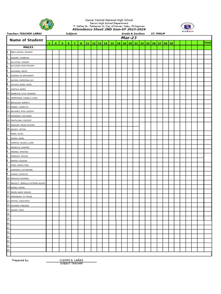 Attendance 2023 2024 St. PHILIPMARCH | PDF