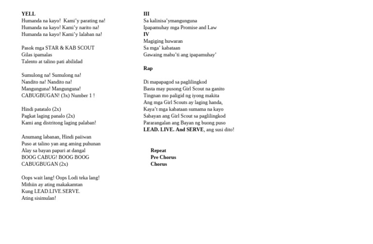GSP Song and Yell 2018 | PDF