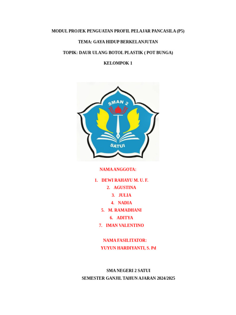 MODUL P5 Botol Kelas X | PDF | Sains & Matematika