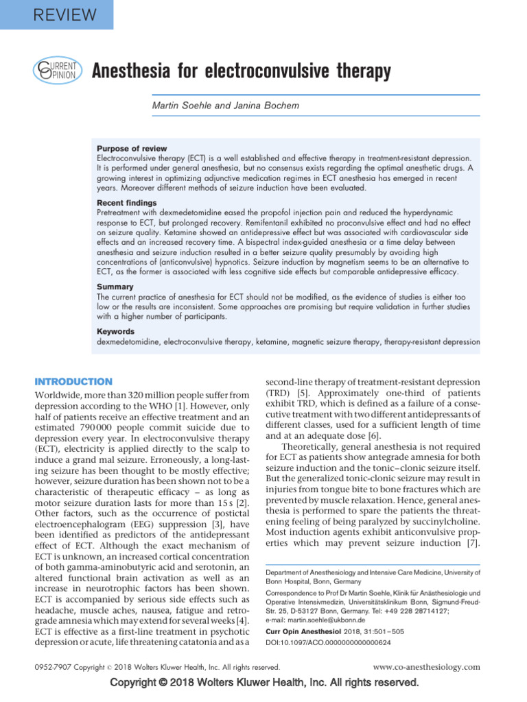 Anesthesia Eletroconvulsoterapia | PDF | Electroconvulsive Therapy | Anesthesia