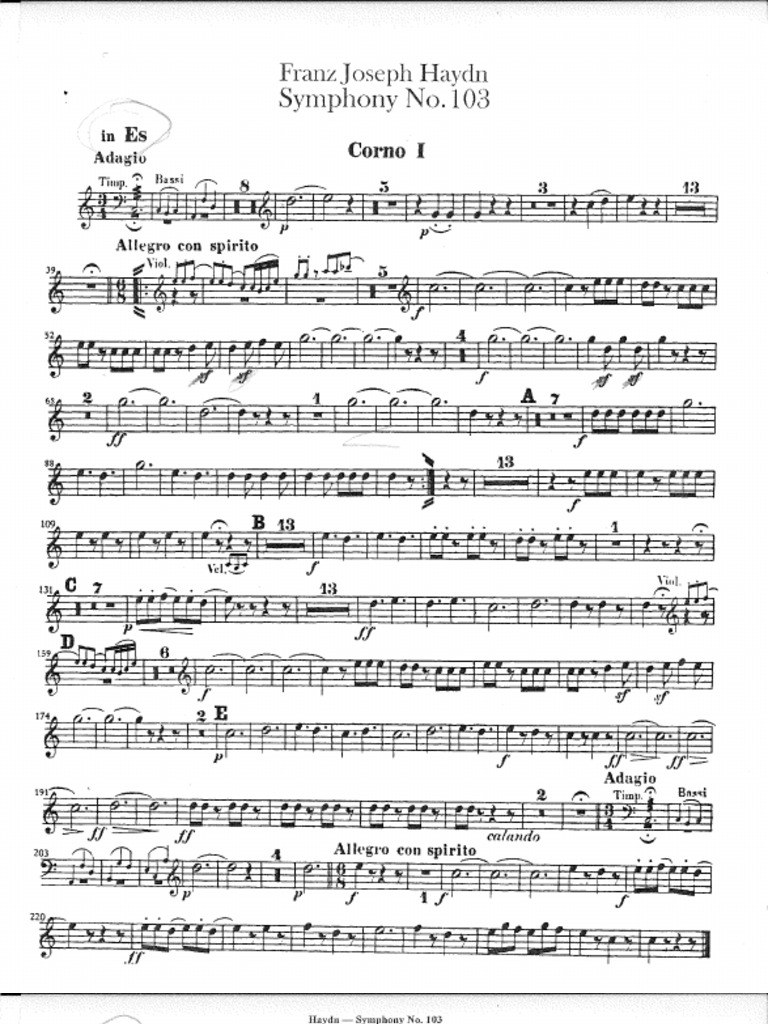 Trompa 1 - Haydn Sinfonia #103 | PDF