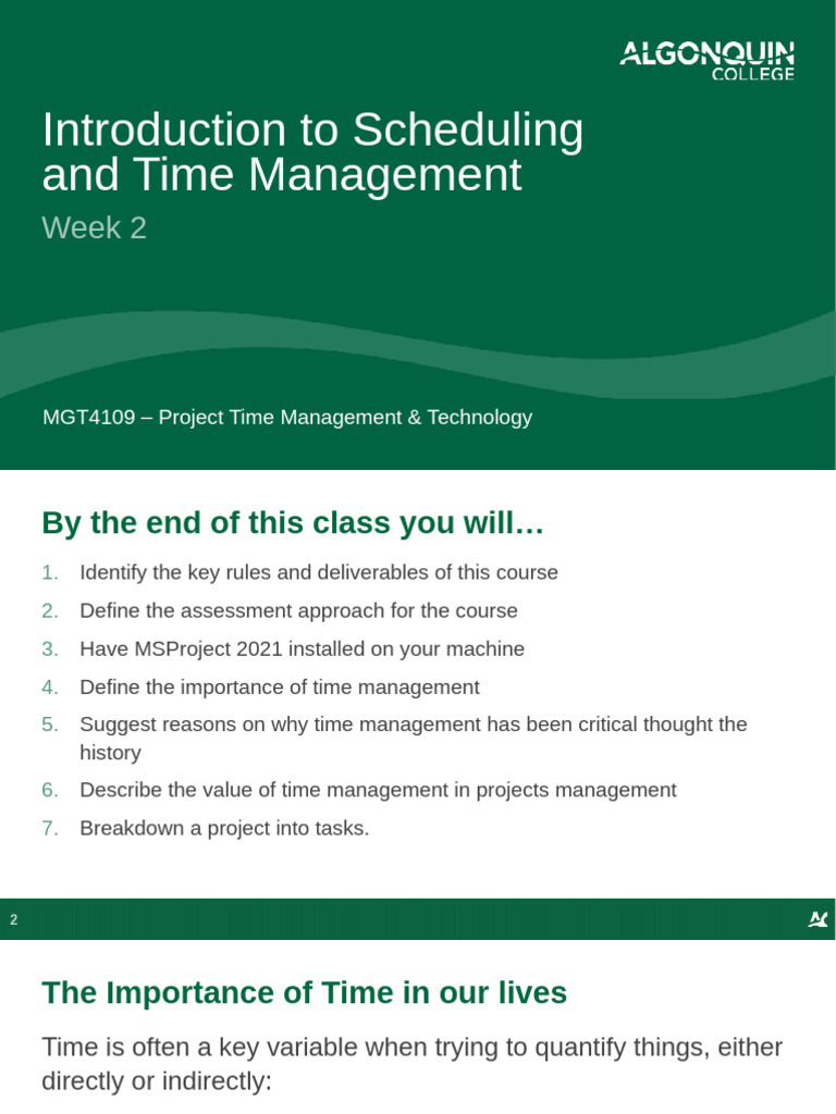Wk2 MGT4109 - Introduction To Scheduling and TM | PDF | Project Management
