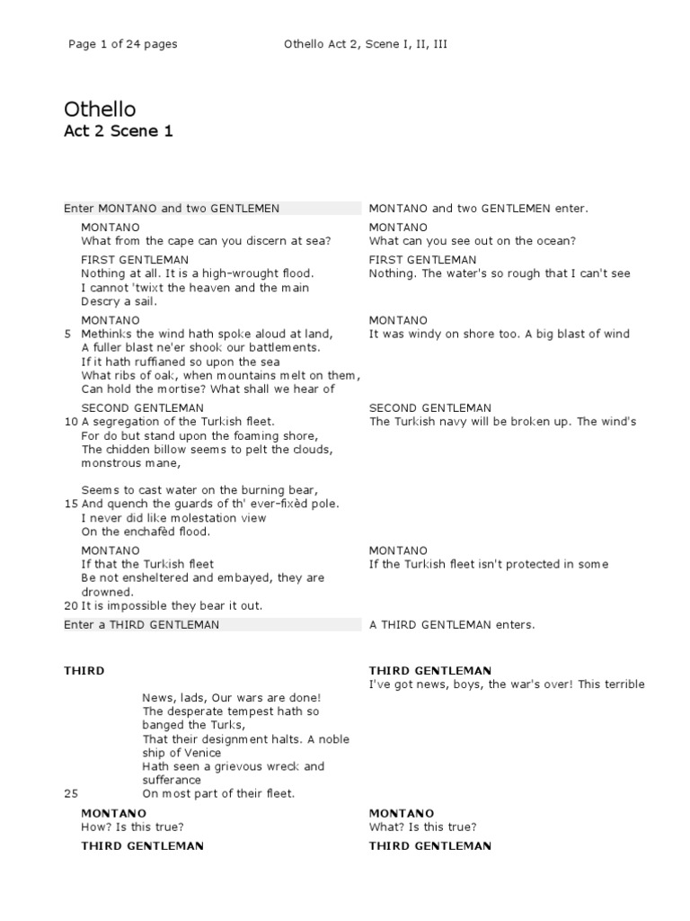 Othello Act 2 Scene i II III | Iago | Othello | Free 30-day Trial | Scribd