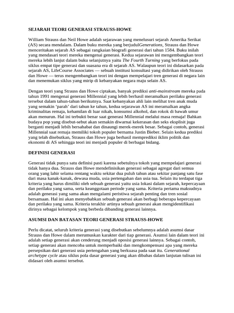 Sejarah Teori Generasi Strauss | PDF