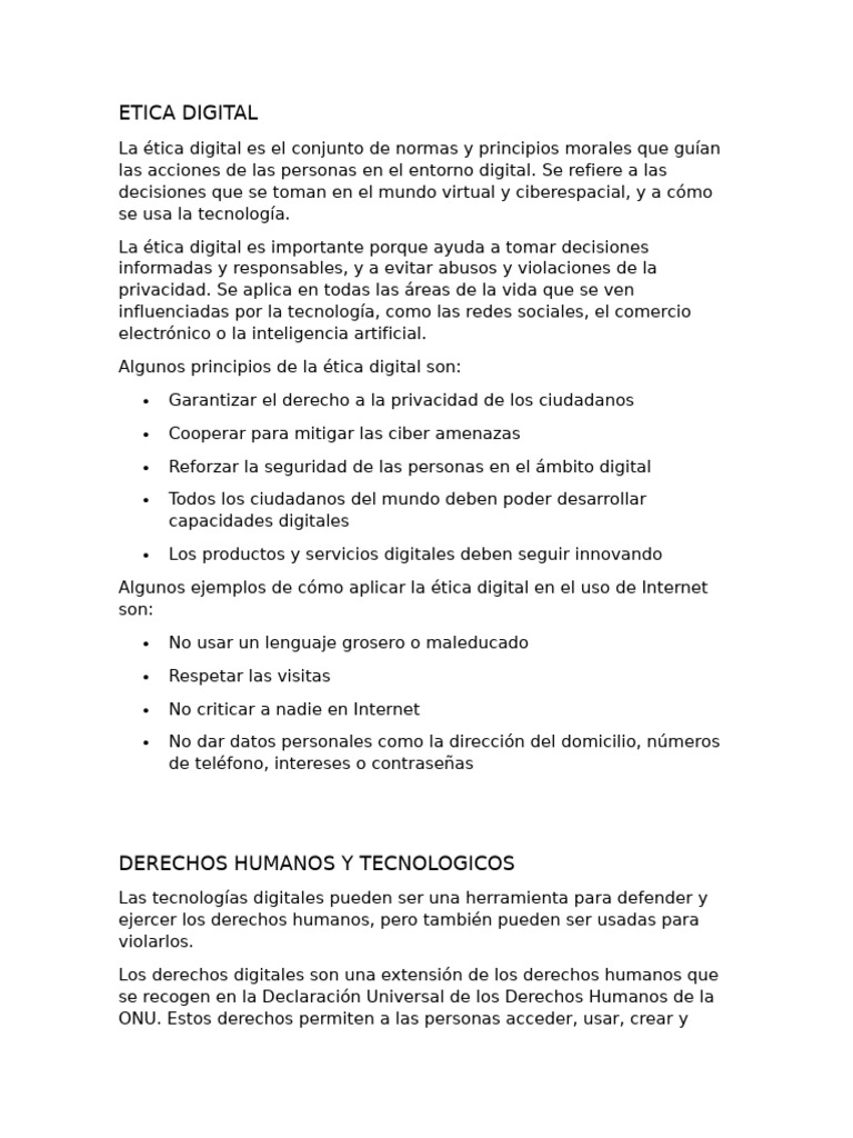 Ética Digital: Normas y Ejemplos | PDF | La seguridad informática ...