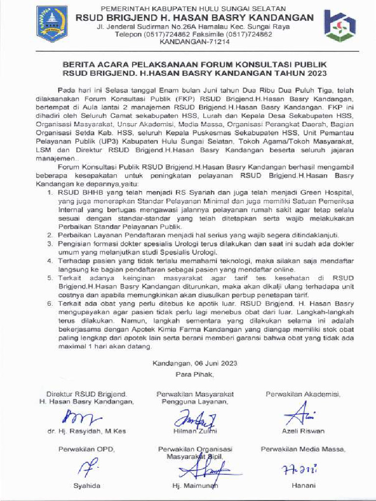 Berita Acara Pelaksanaan Forum Konsultasi Publik Part 1 - Compressed | PDF