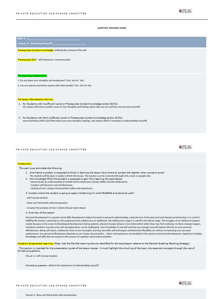 Adaptive Teaching Guide Template (Mariano, Ellyza) | PDF | Learning ...
