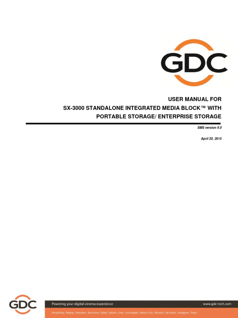 GDC - SX 3000 With Portable Storage and Enterprise Storage User Manual ...