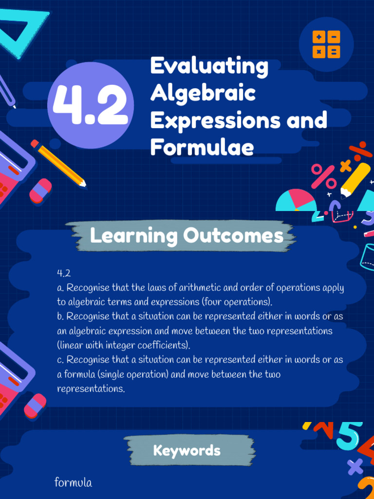 4.2 Evaluating Algebraic Expressions and Formulae | PDF | Science ...