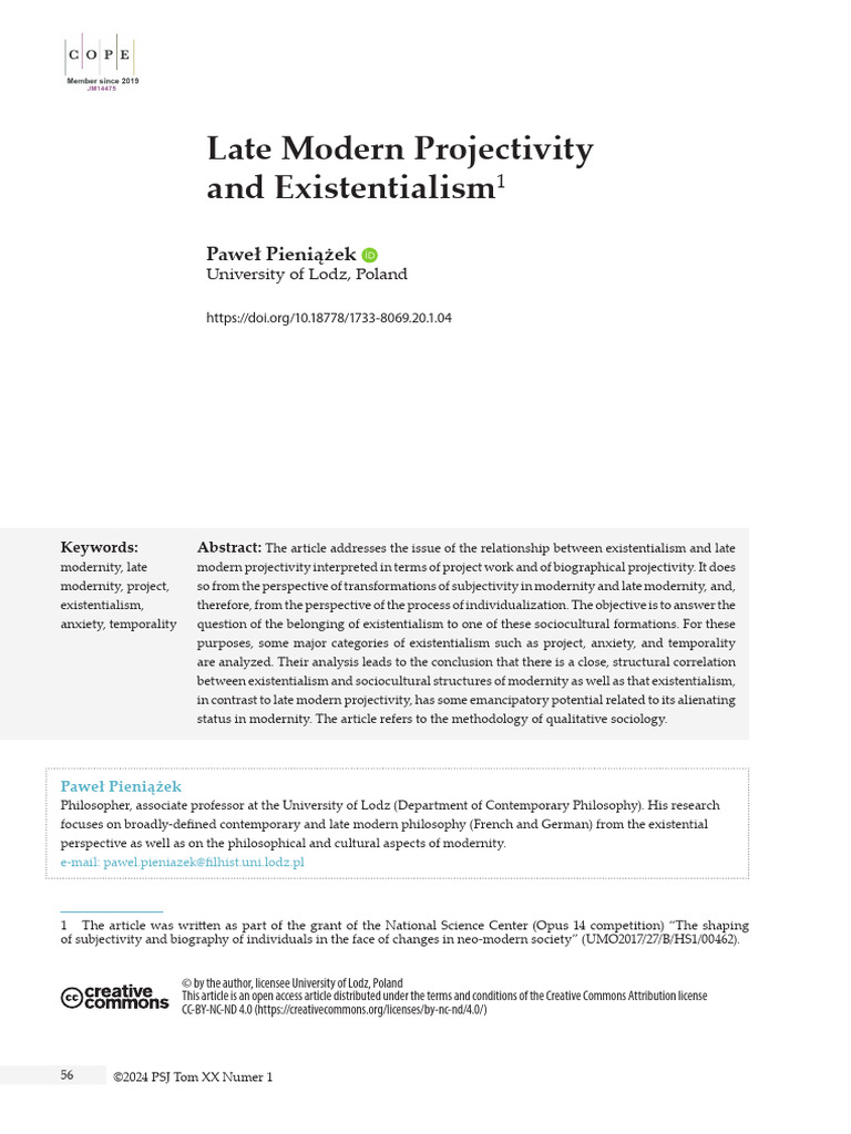 Late Modern Projectivity and Existentialism | PDF | Existentialism | Existence