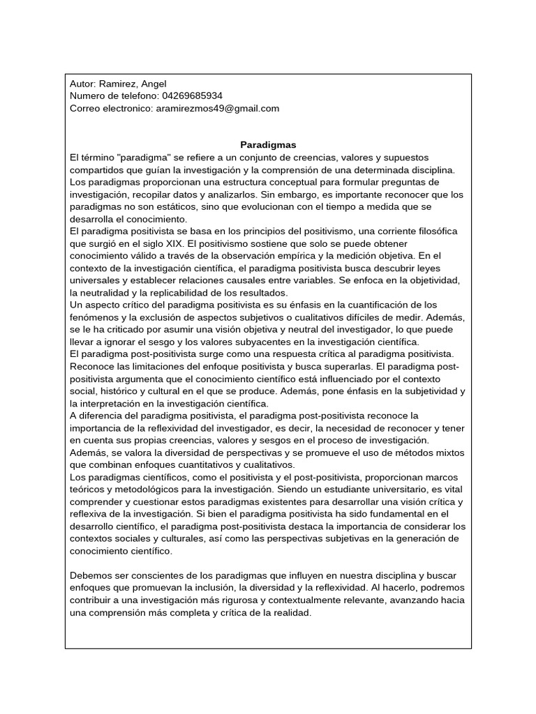 Paradigma Angel | PDF | Paradigma | Positivismo