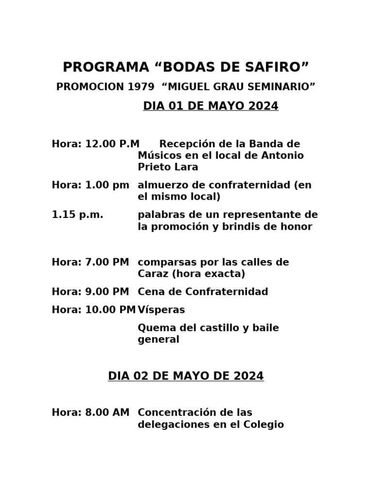 Programa Bodas de Safiro | PDF