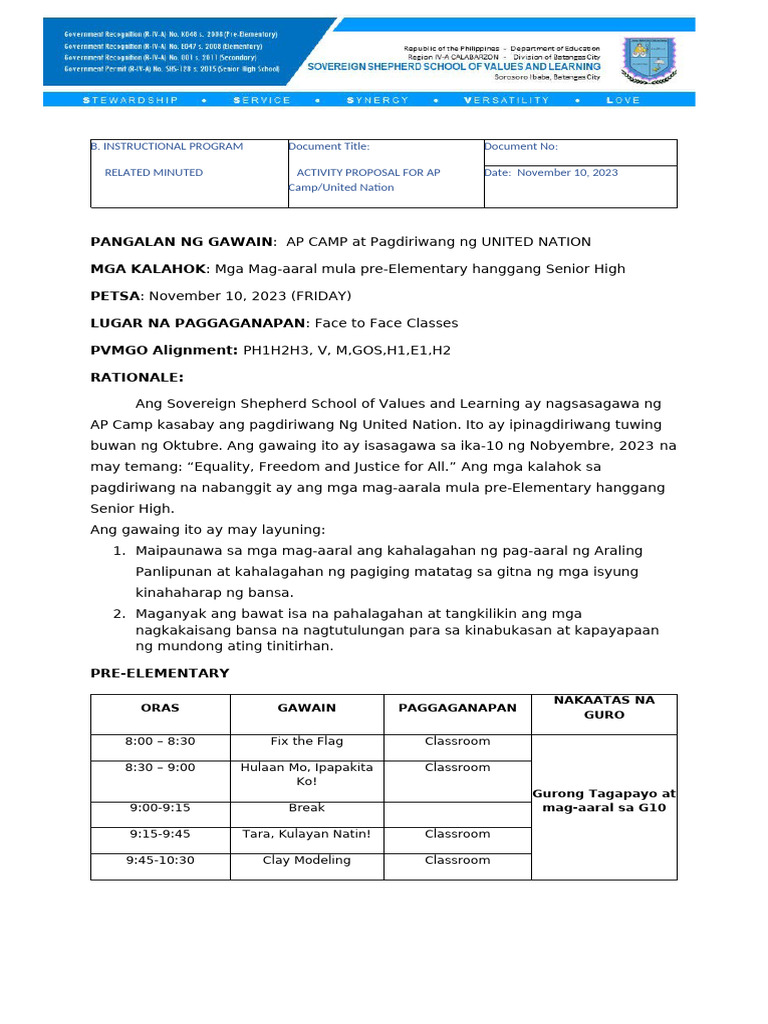 Proposal AP Camp United Nation 2023 1 | PDF