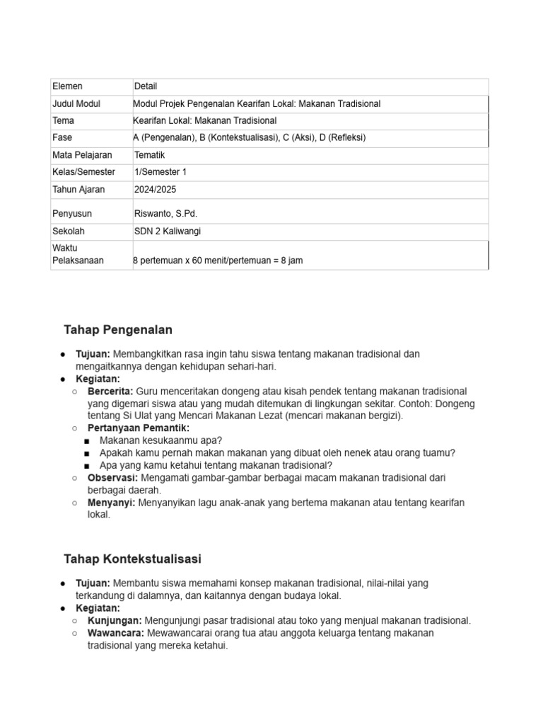 Modul Ajar P5 - RISWANTO - AI | PDF