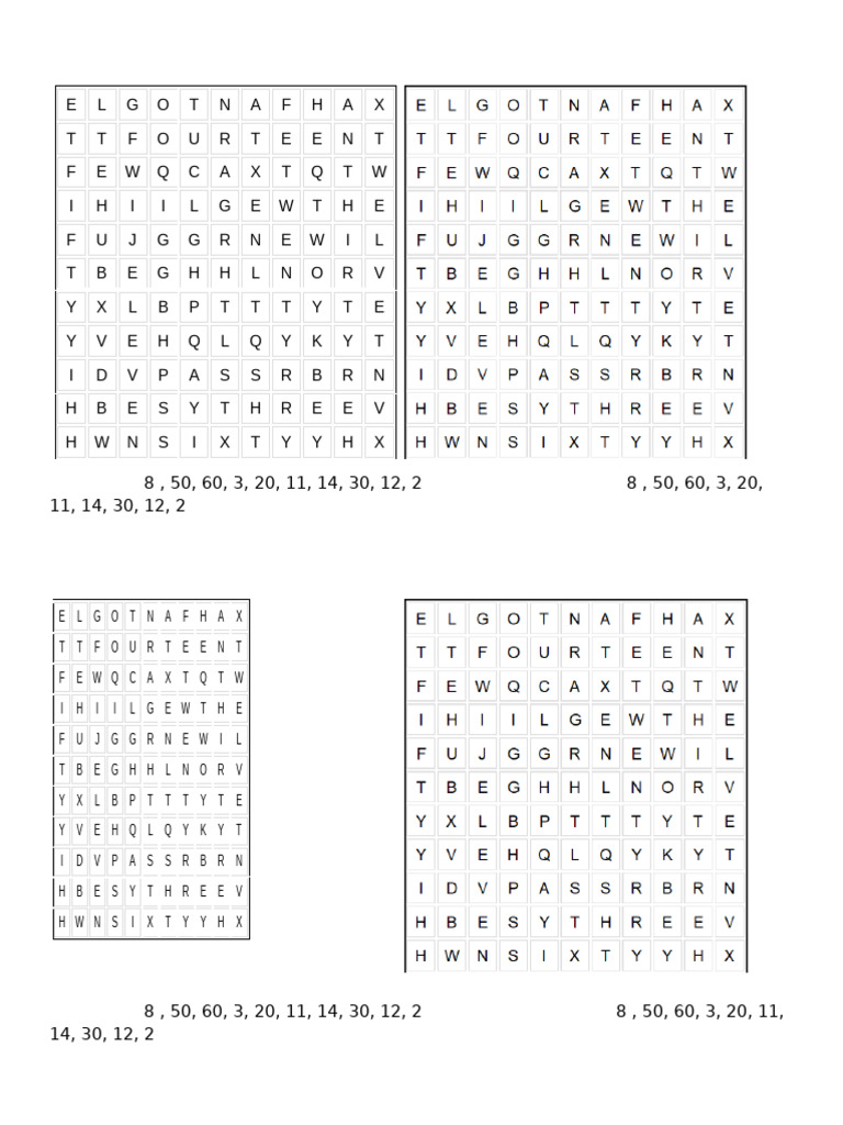 Sopa de letras de números en inglés | PDF | Estudios de idiomas extranjeros