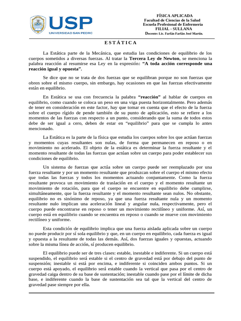 Estática y Leyes de Newton en Física | PDF | Las leyes del movimiento ...