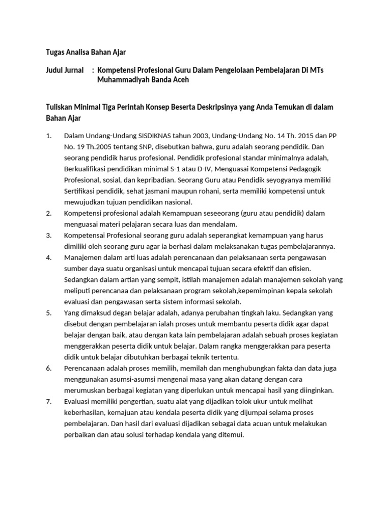 Tugas Analisa Bahan Ajar | PDF