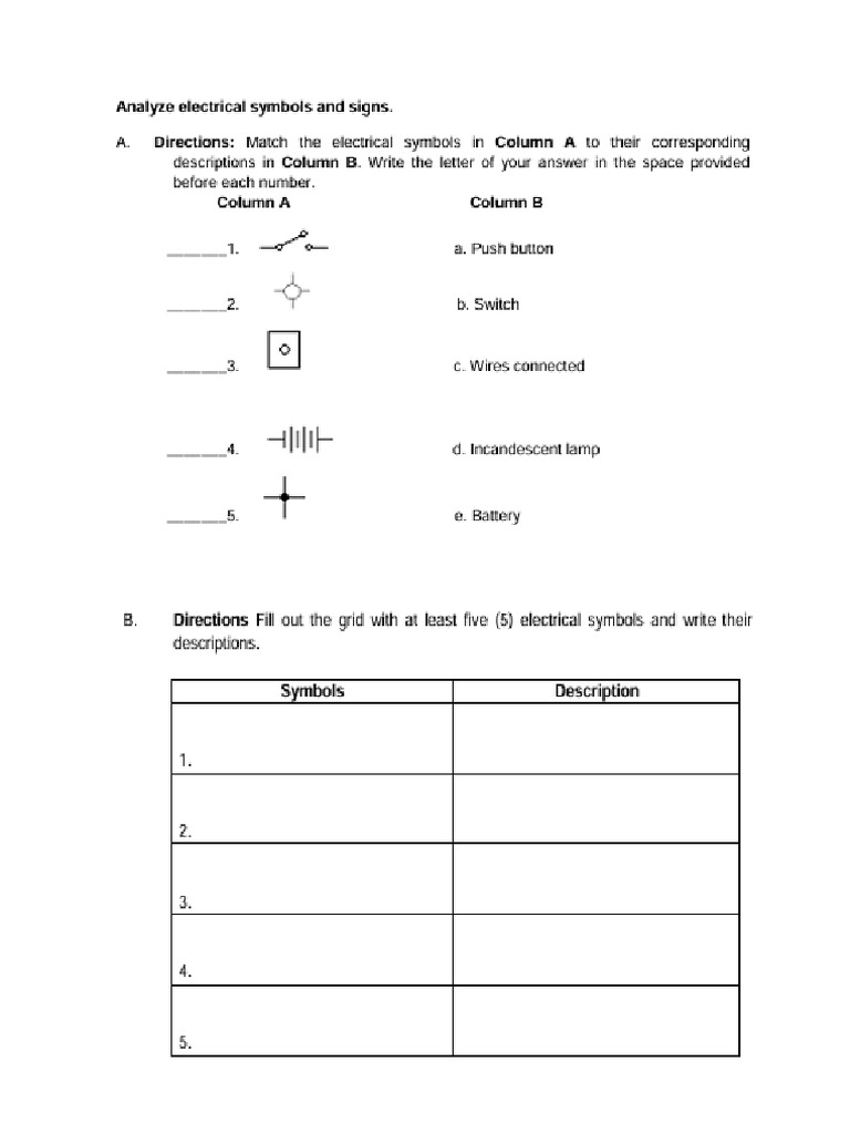 Electrical Symbol Activity | PDF