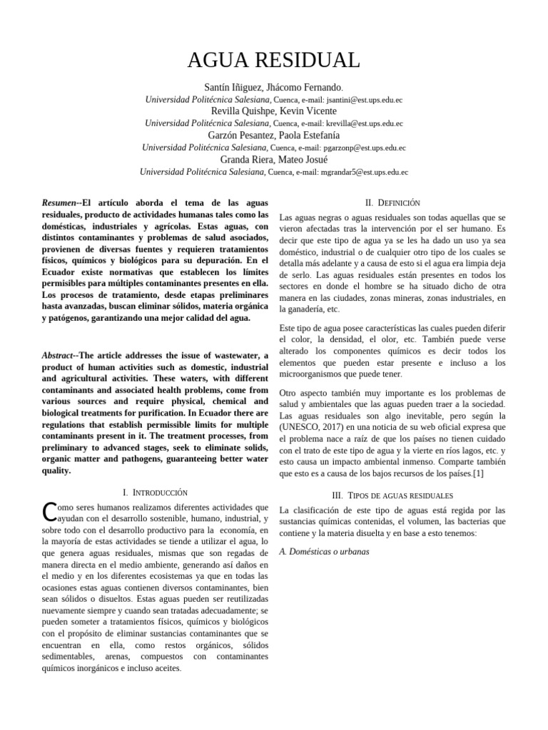 AGUA RESIDUAL | PDF | Aguas residuales | Agua