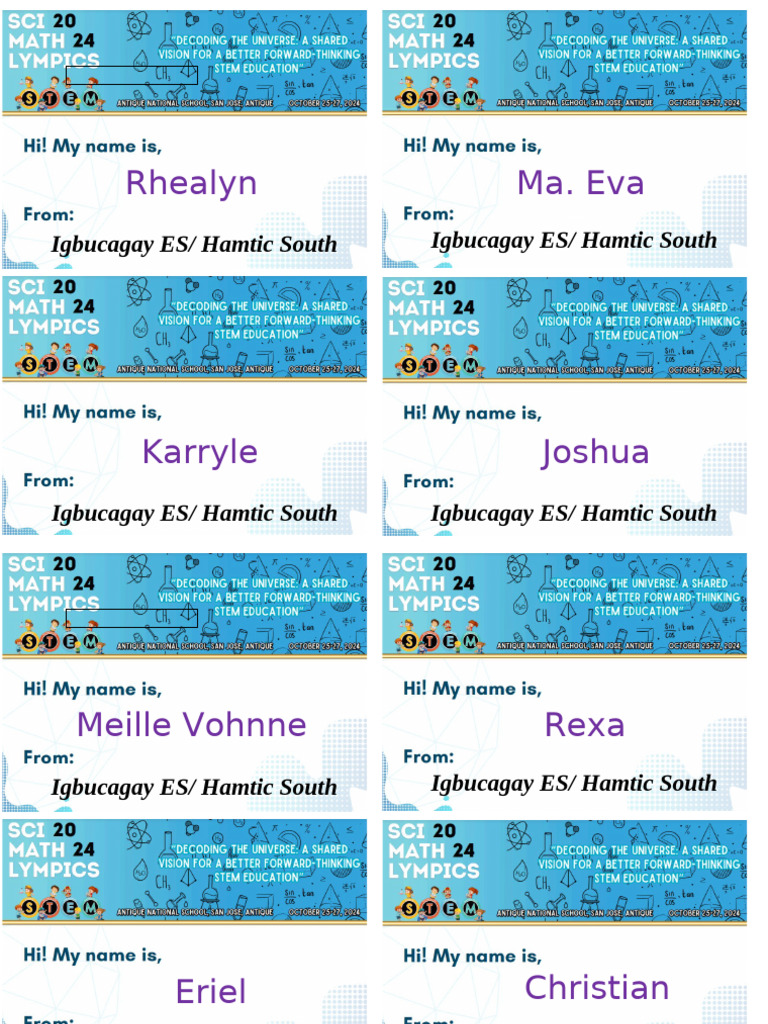 Name Tag Mathlympics | PDF