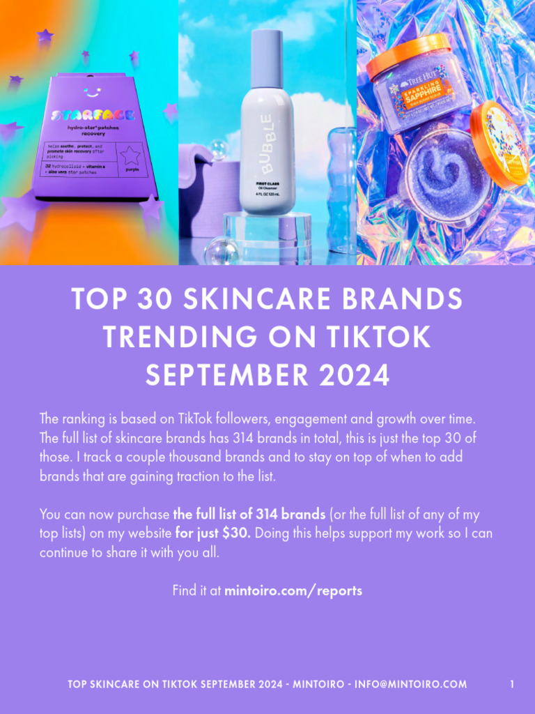 Top 30 Skincare Brands Trending on TikTok September 2024 | PDF ...