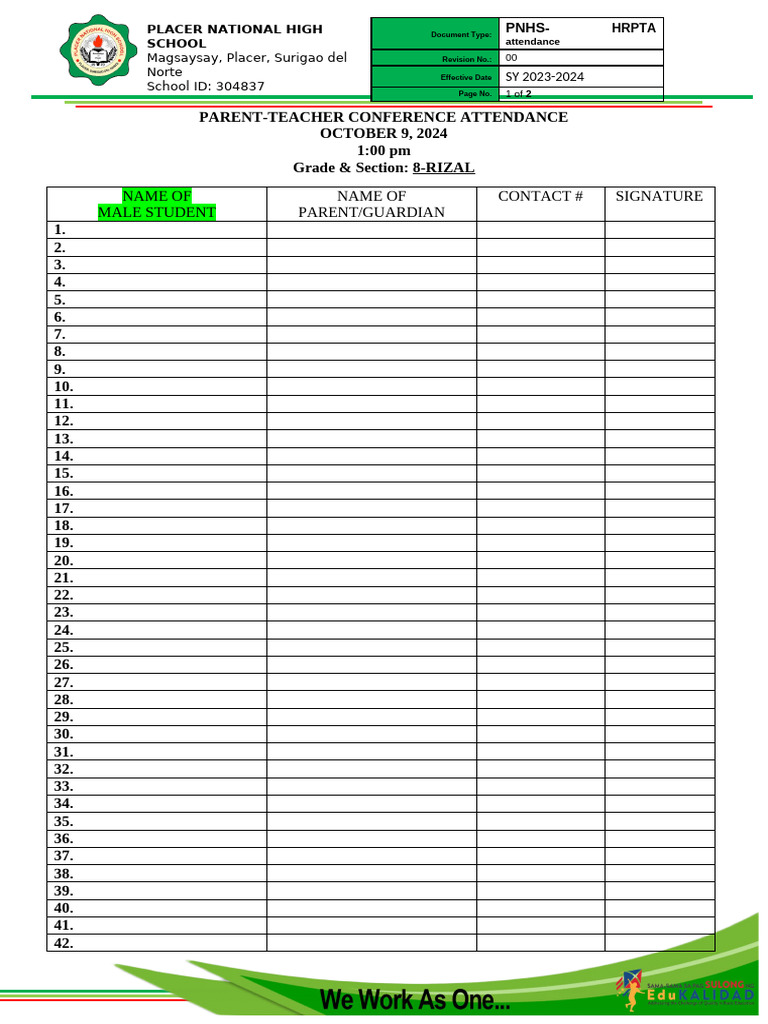 Attendance HRPTA Meeting | PDF