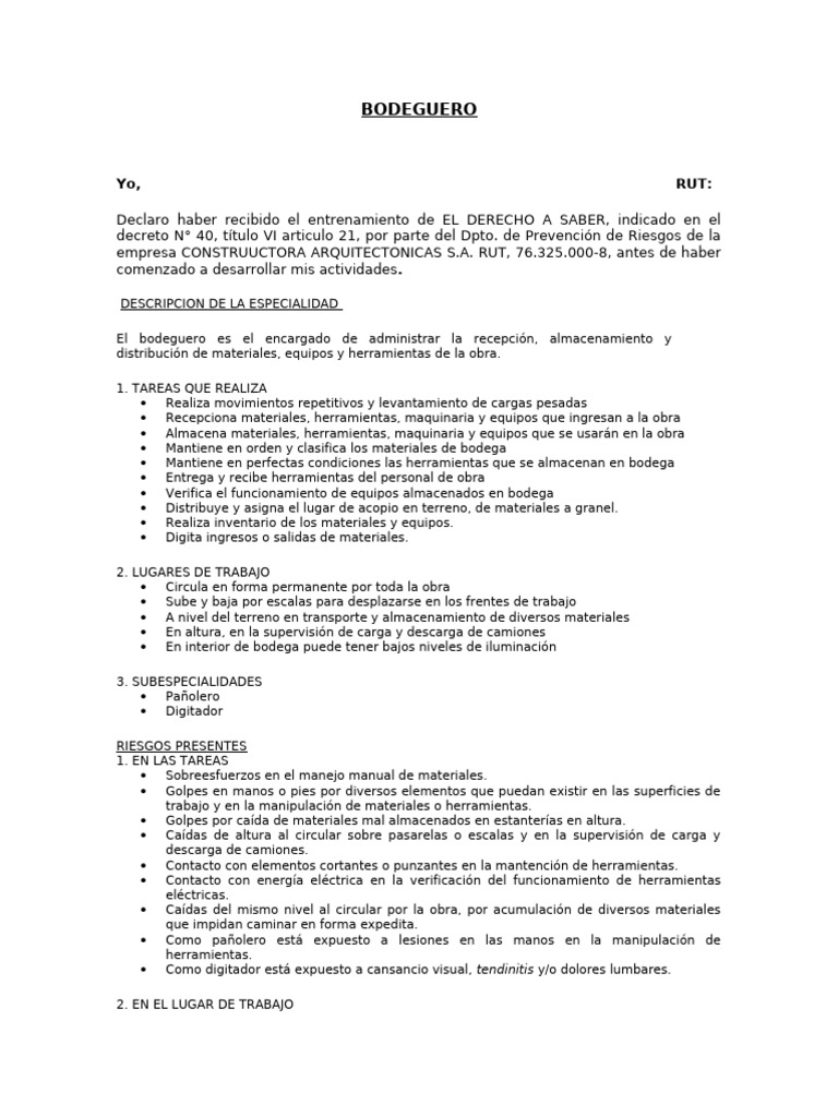 05 - Bodeguero | PDF | Negocios