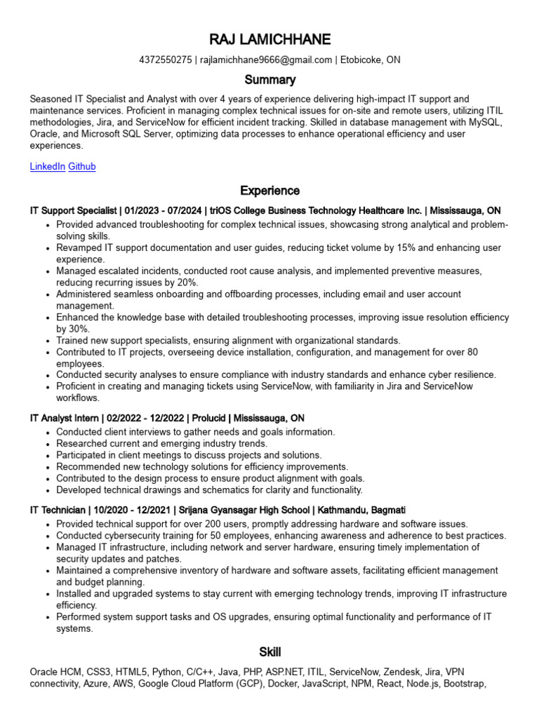 Raj Resume Service Desk | PDF | Web Development | Microsoft Azure