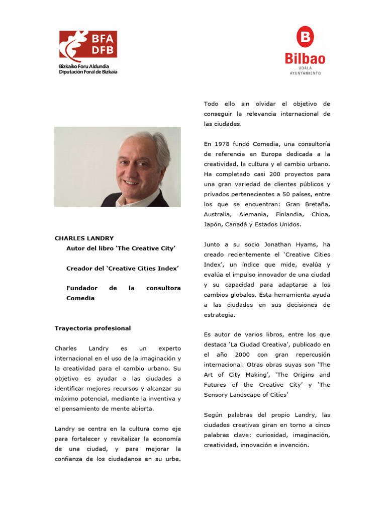Innovación Urbana con Charles Landry | PDF | Creatividad | Economias