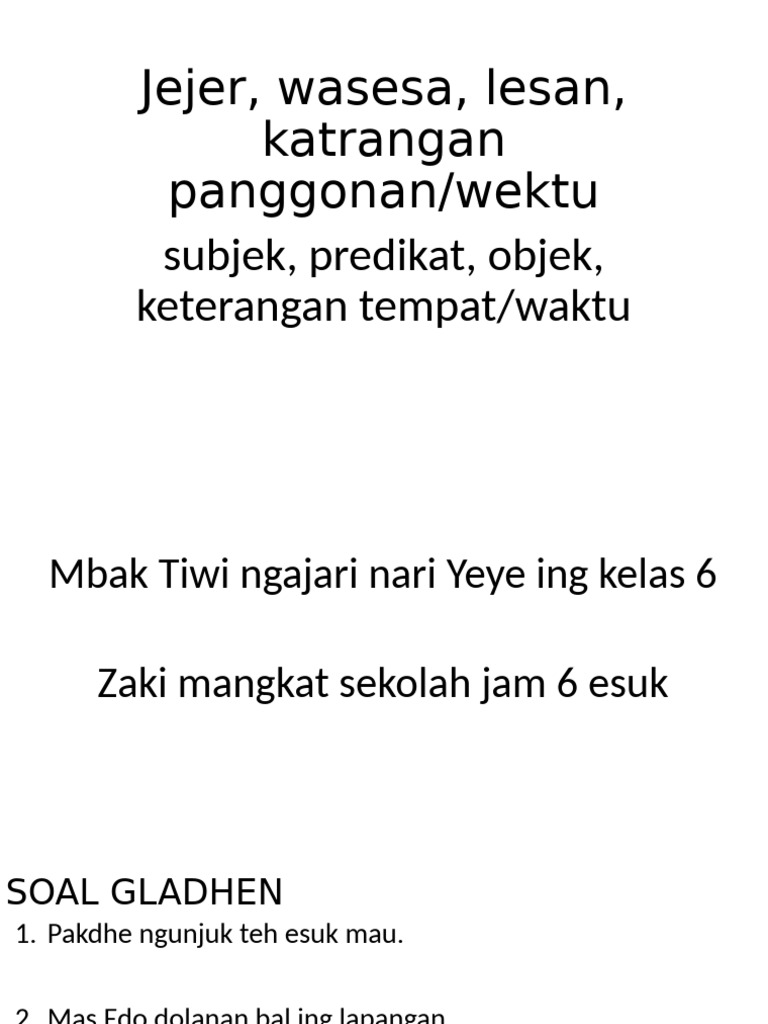 Contoh Jejer Wasesa Lesan Keterangan | PDF