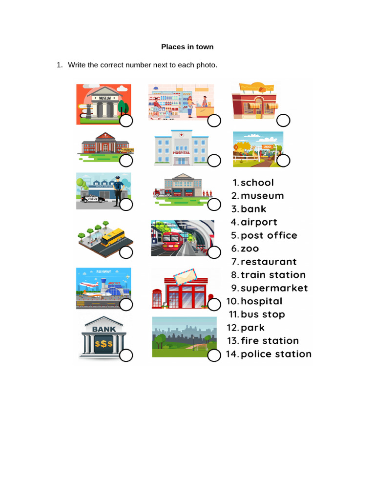 Places in Town EXERCISES | PDF